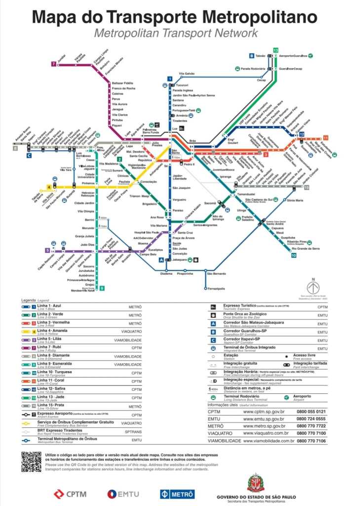 Veja o mapa das linhas de metrô e trens em 2024