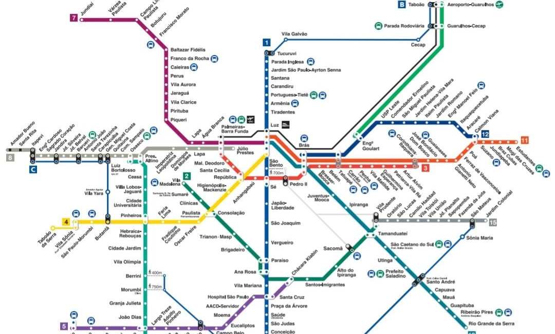 Mapa das linhas de trem e metrô é atualizado